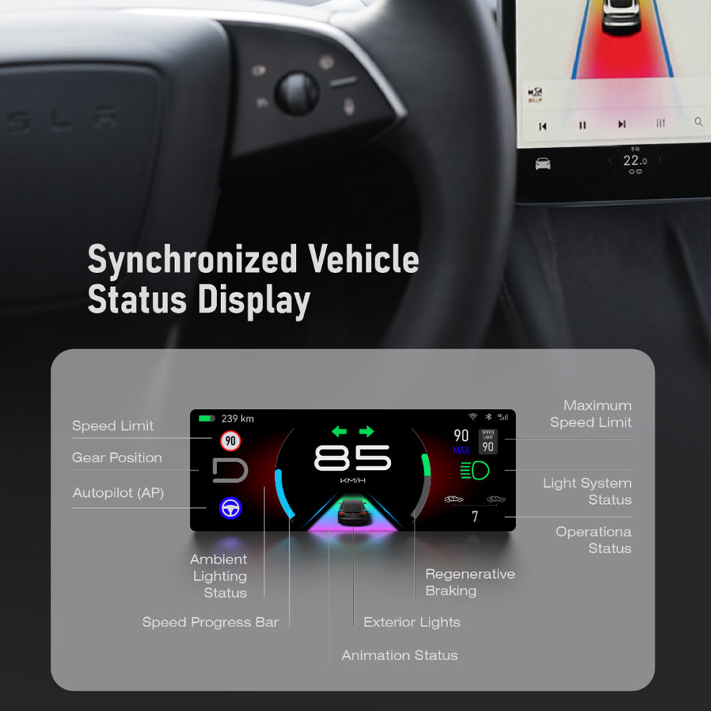 Gear Shift Stalk Screen CarPlay/Hicar Dashboard for Tesla Model 3/Y ...