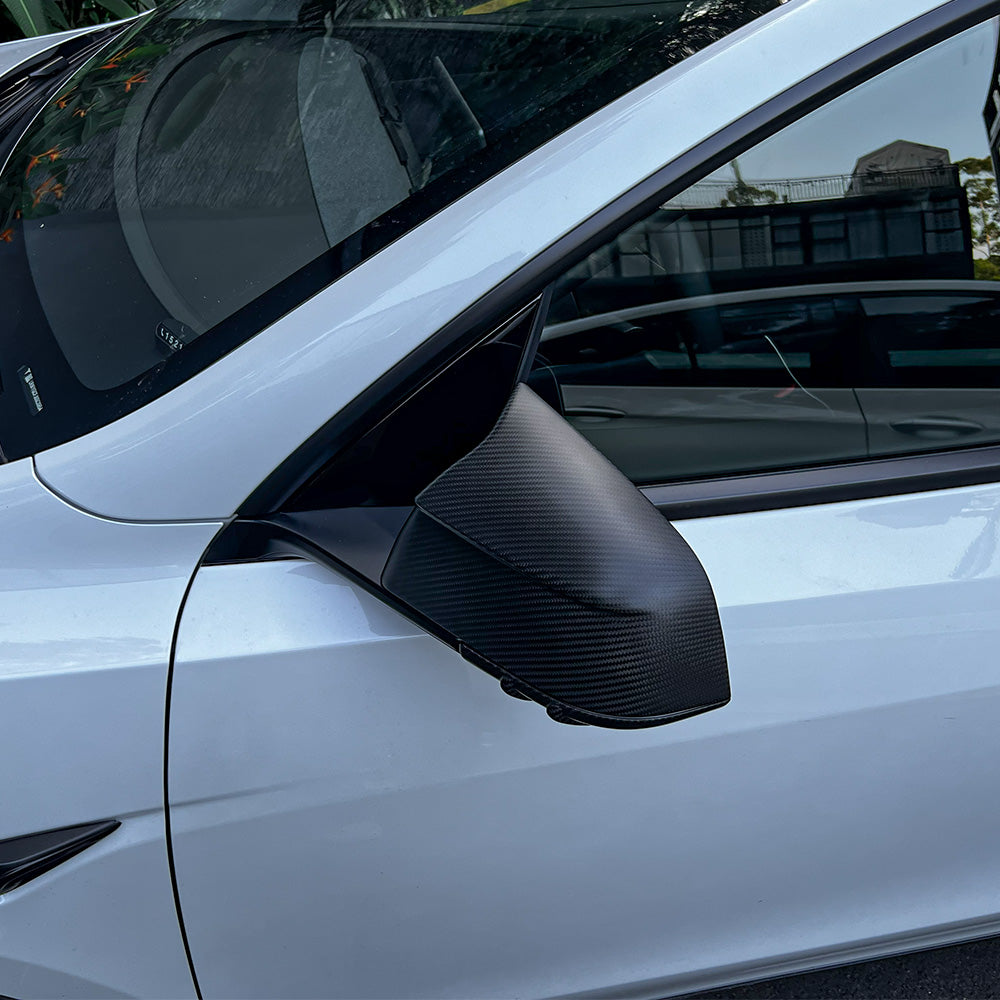GT-Style Carbon Fiber Mirror Caps for Tesla Model Y 2020–2026+ (Junipe ...