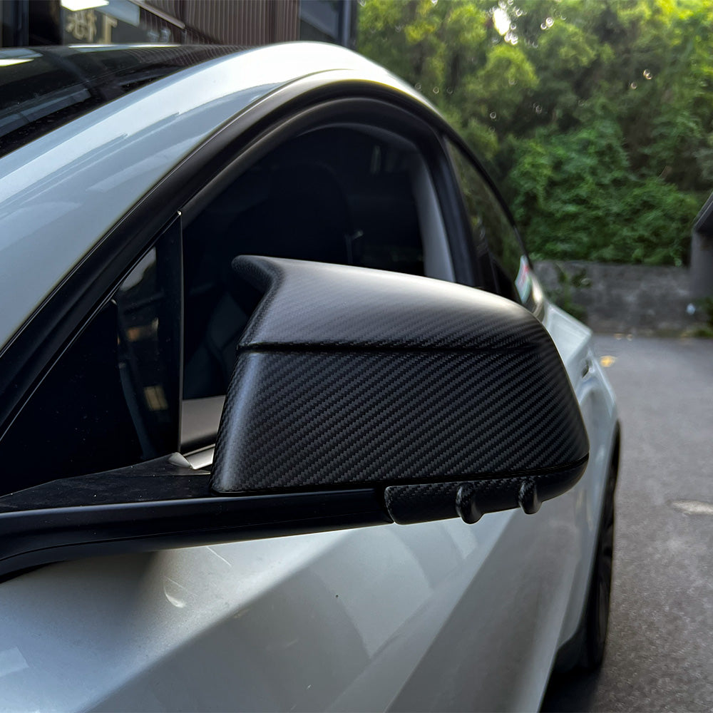 GT-Style Carbon Fiber Mirror Caps for Tesla Model Y 2020–2026+ (Junipe ...