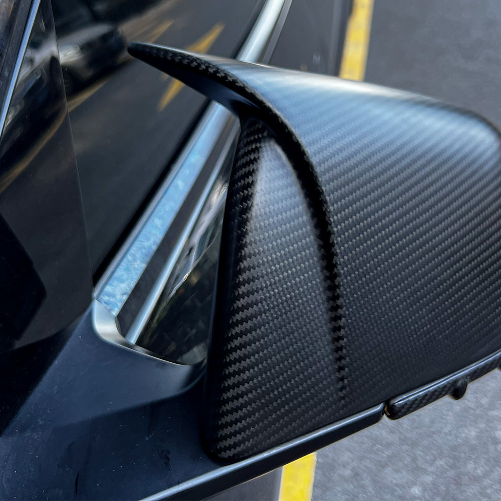 GT-Style Carbon Fiber Mirror Caps for Tesla Model Y | Upper & Lower ...