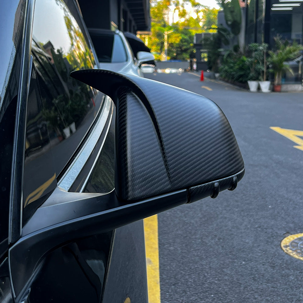 GT-Style Carbon Fiber Mirror Caps for Tesla Model Y | Upper & Lower ...