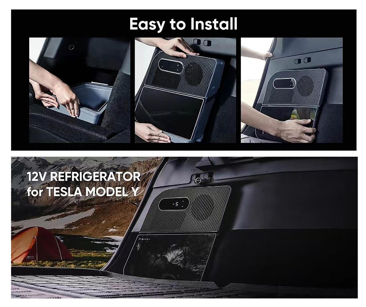 Tesla Model Y Car Refrigerator (2020+) | 15L, 12V/16V, Silent Cooler ...