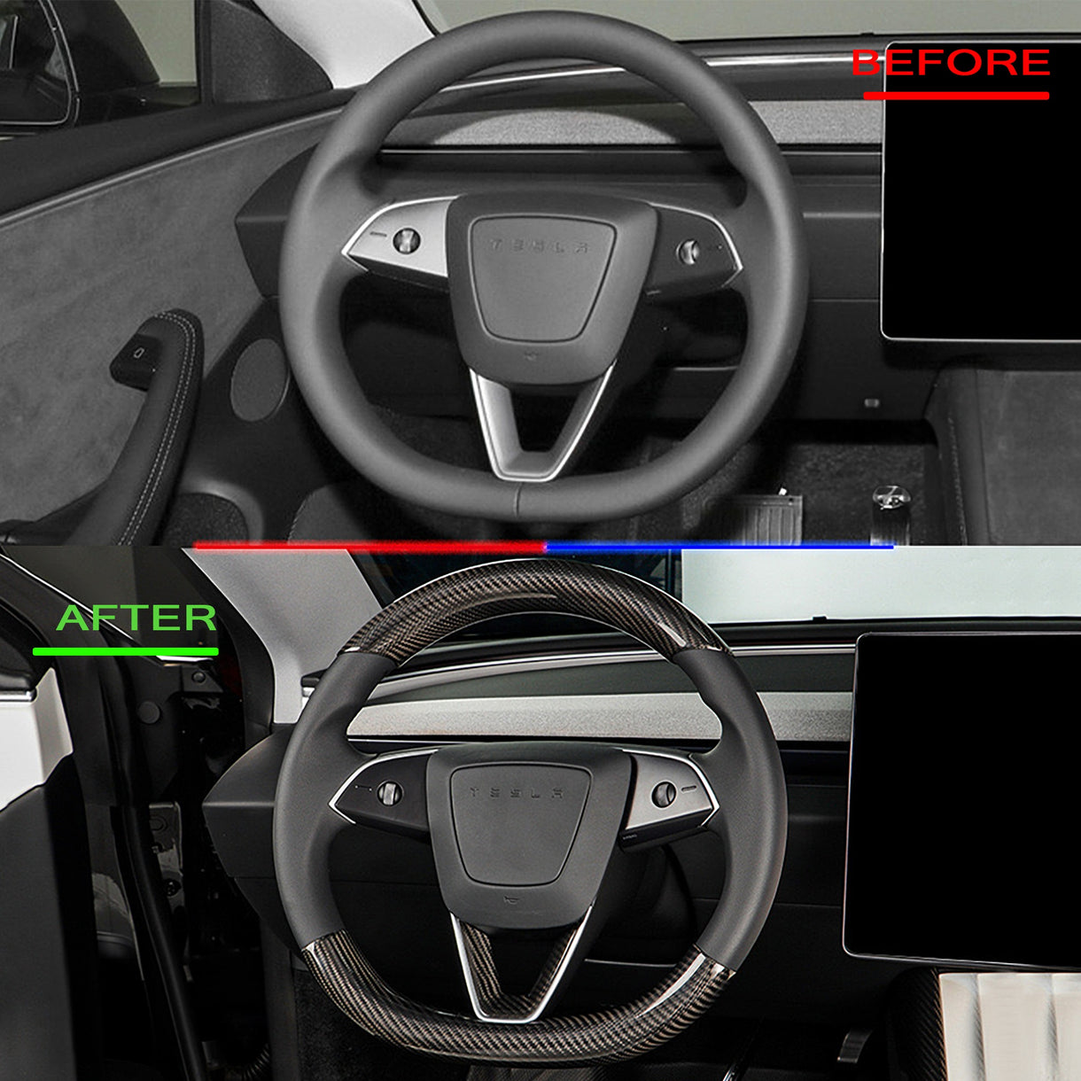 Carbon Fiber Steering Wheel Overlay for 2024+ Model 3 & 2025+ Model Y ...