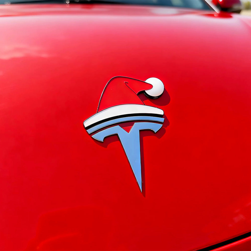 Tesla Christmas Emblem Santa Hat Stickers – 3D Waterproof Holiday Deco ...
