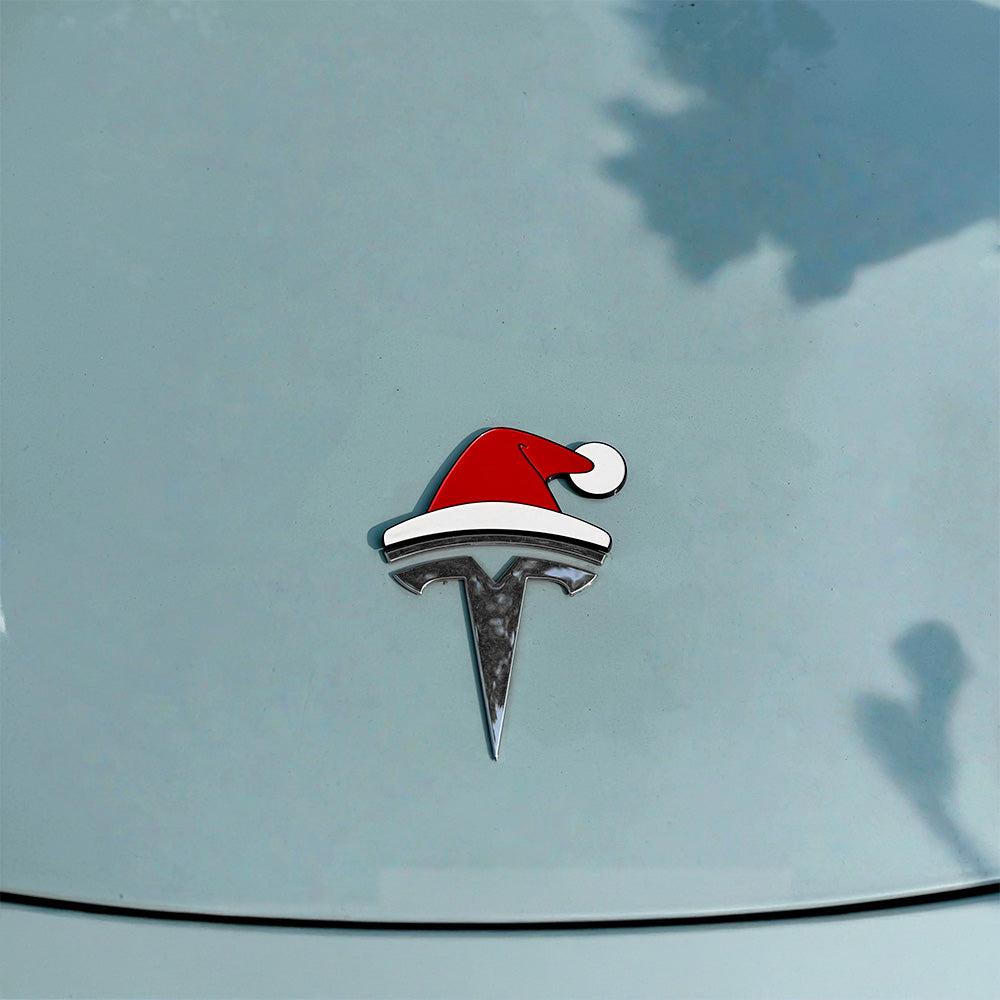 Tesla Christmas Emblem Santa Hat Stickers – 3D Waterproof Holiday Deco ...
