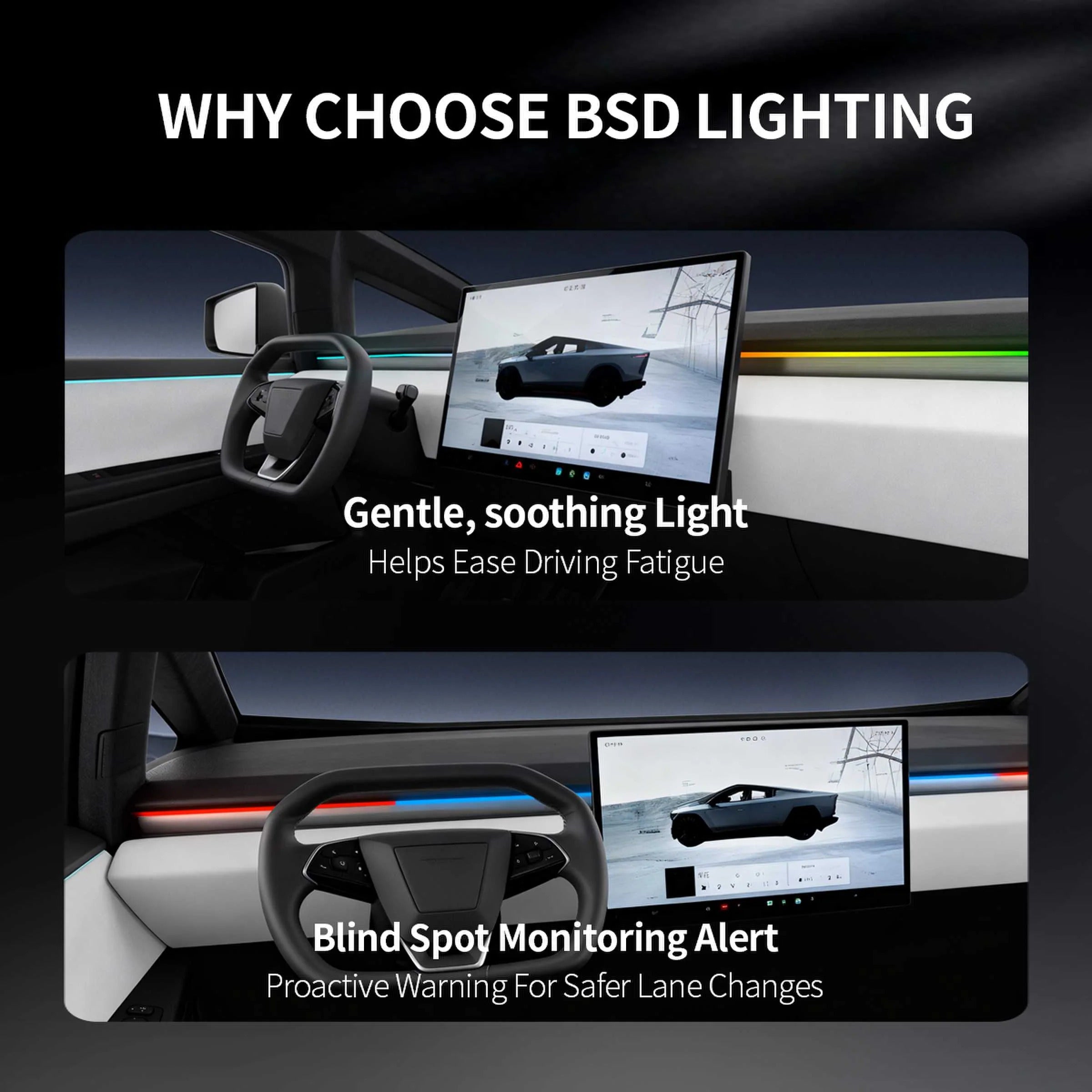 Tesla Cybertruck Blind Spot Alert Upgrade – Advanced LED Safety & Ambi ...