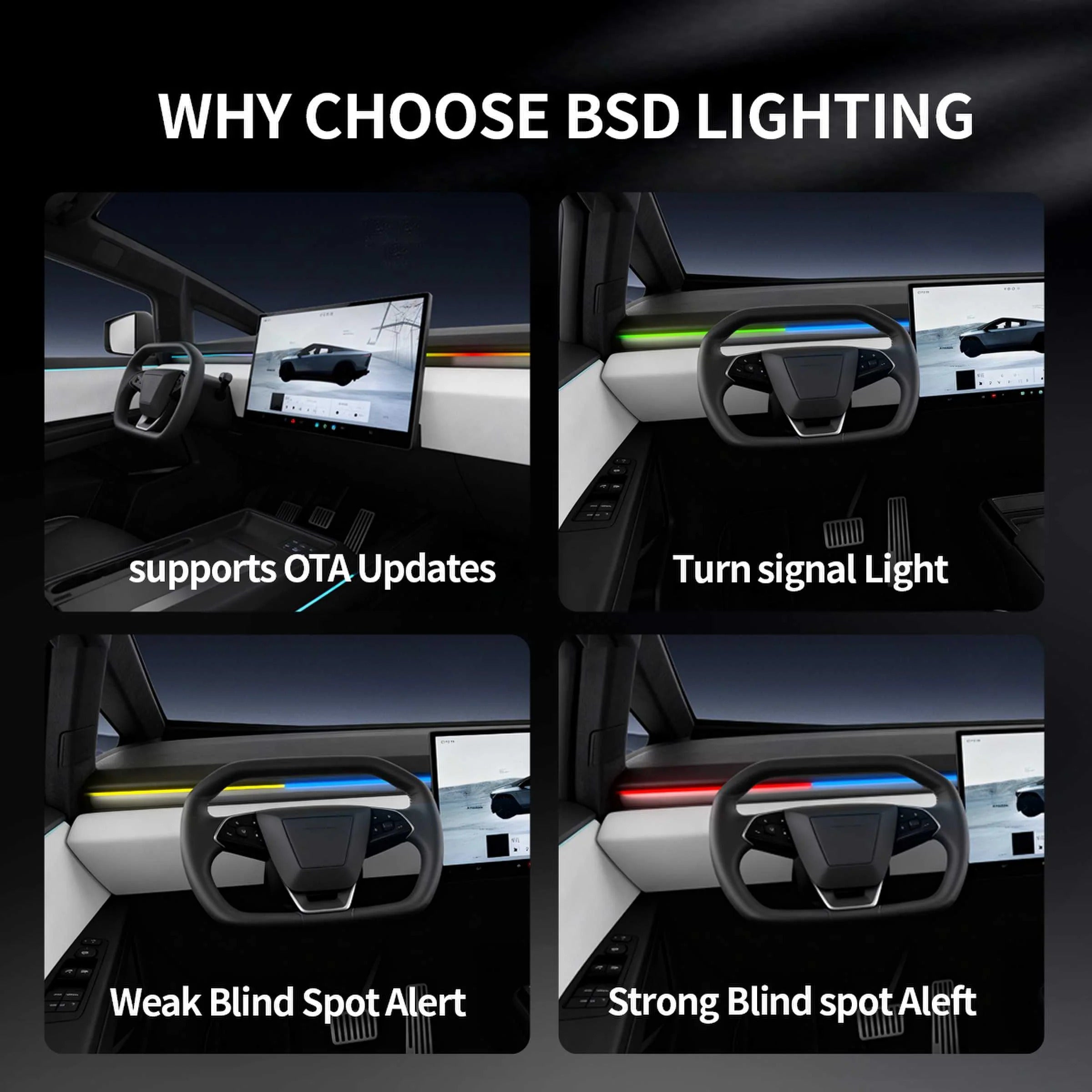 Tesla Cybertruck Blind Spot Alert Upgrade – Advanced LED Safety & Ambi ...