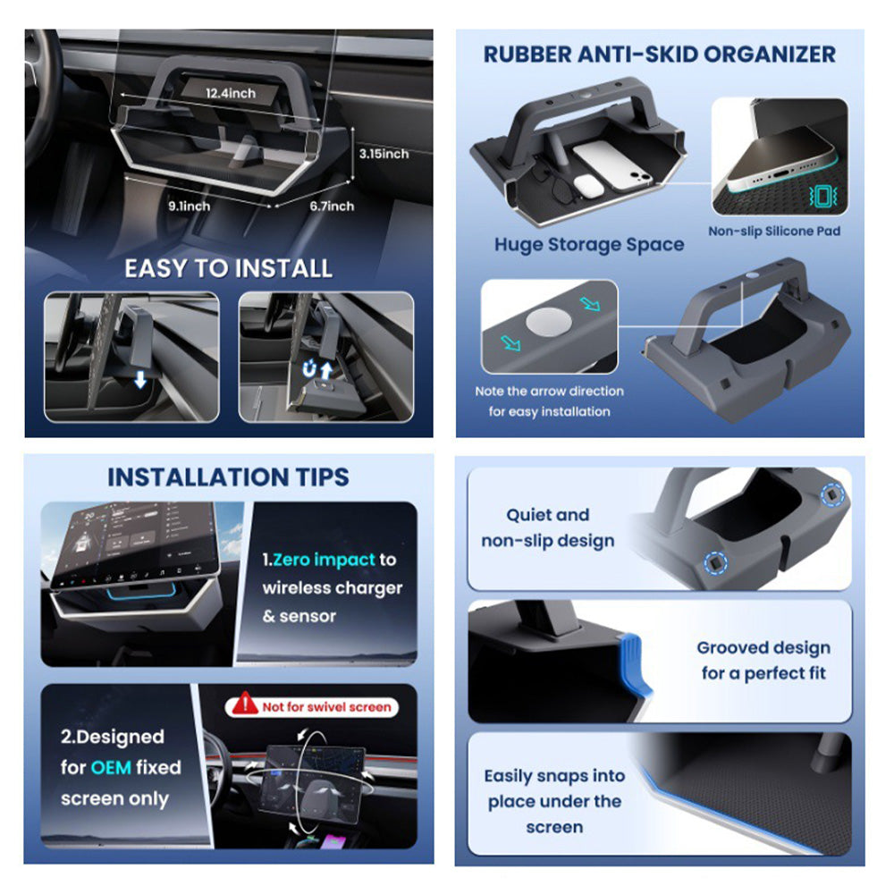 Under Screen Storage Organizer for Model Y Juniper / 3 Highland ...